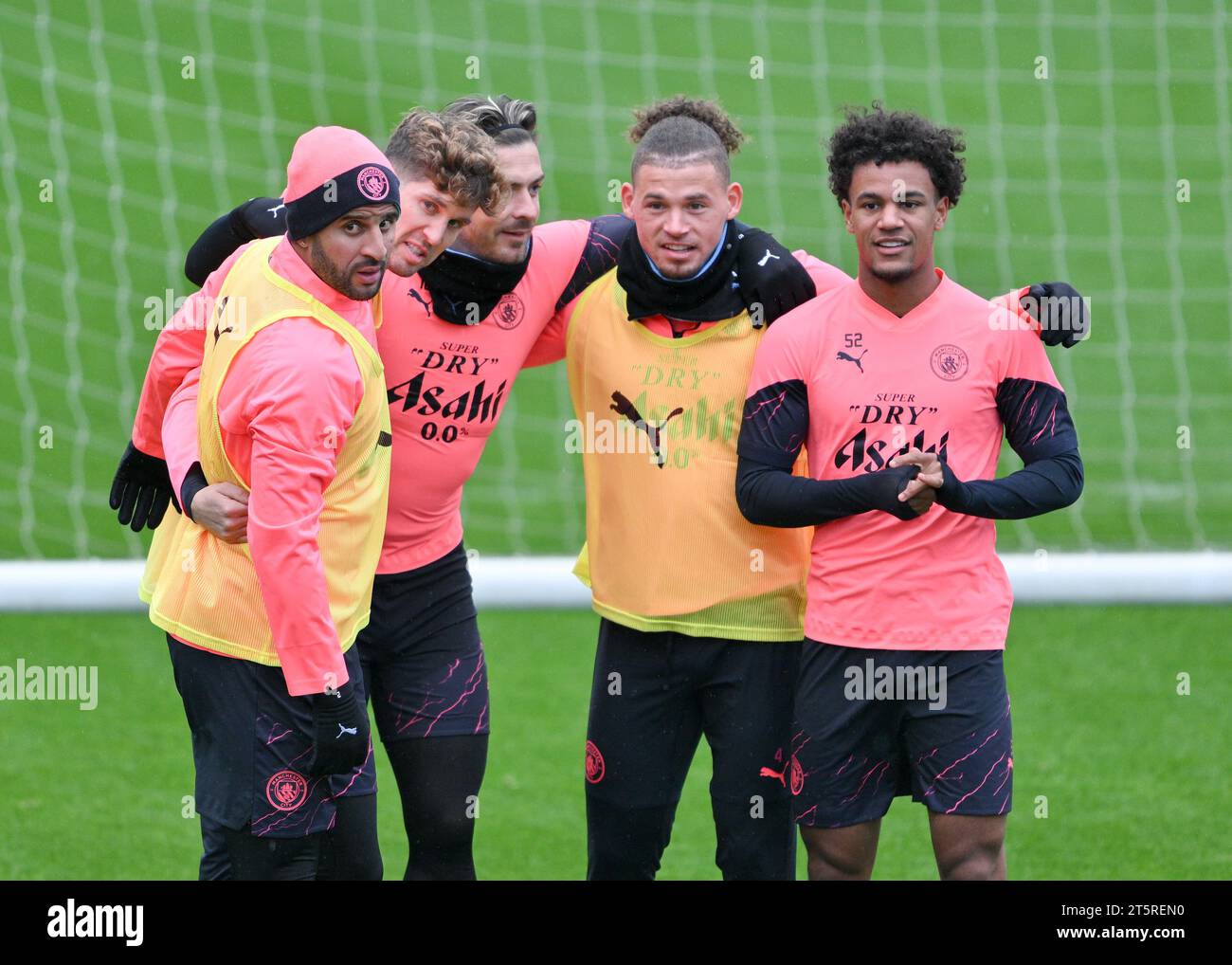 Manchester, England, 6th November 2023. Kyle Walker 2#, Oscar Bobb 52#, John Stones 5#, Kalvin ...