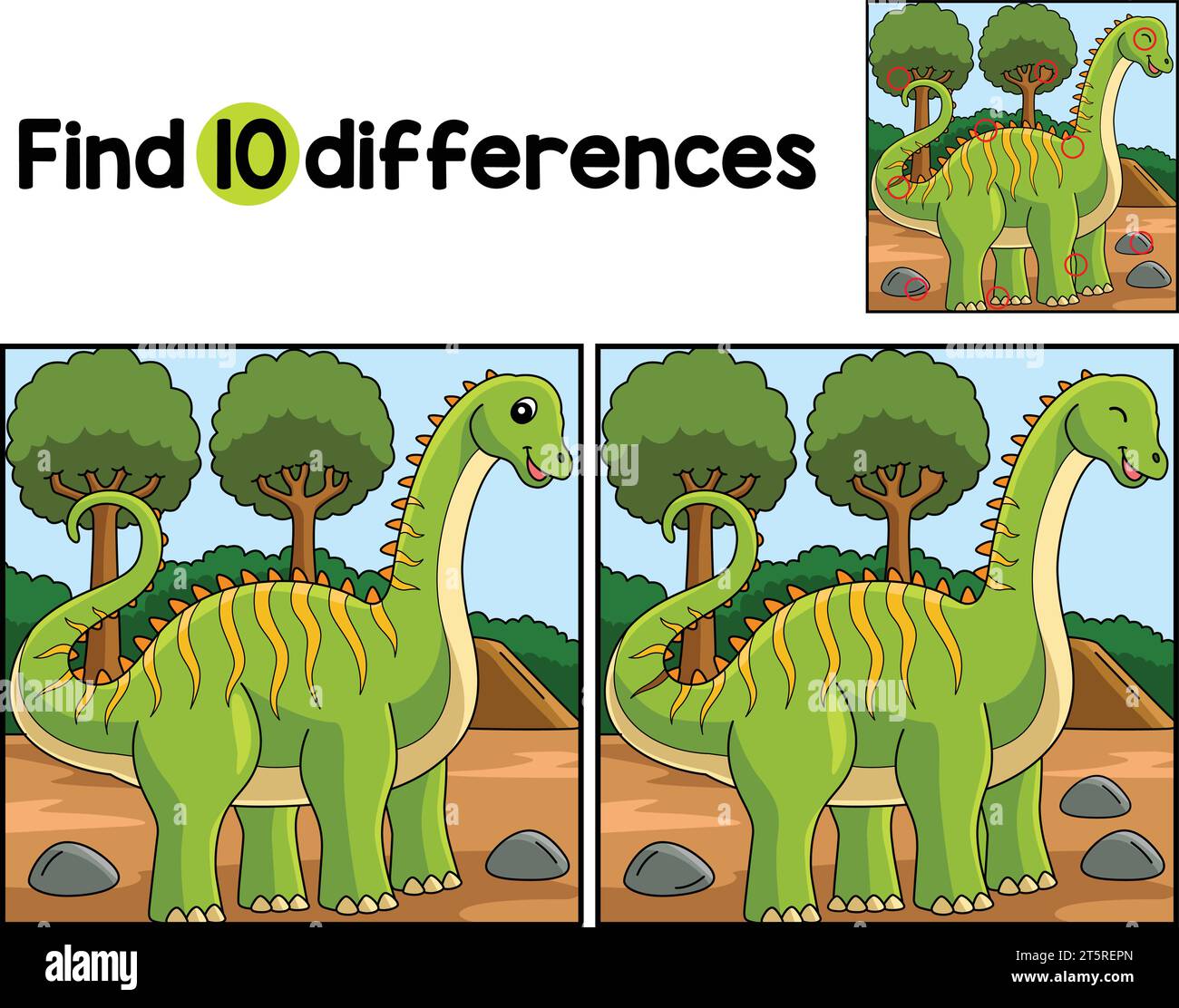 Diplodocus Dinosaur Find The Differences Stock Vector Image & Art - Alamy