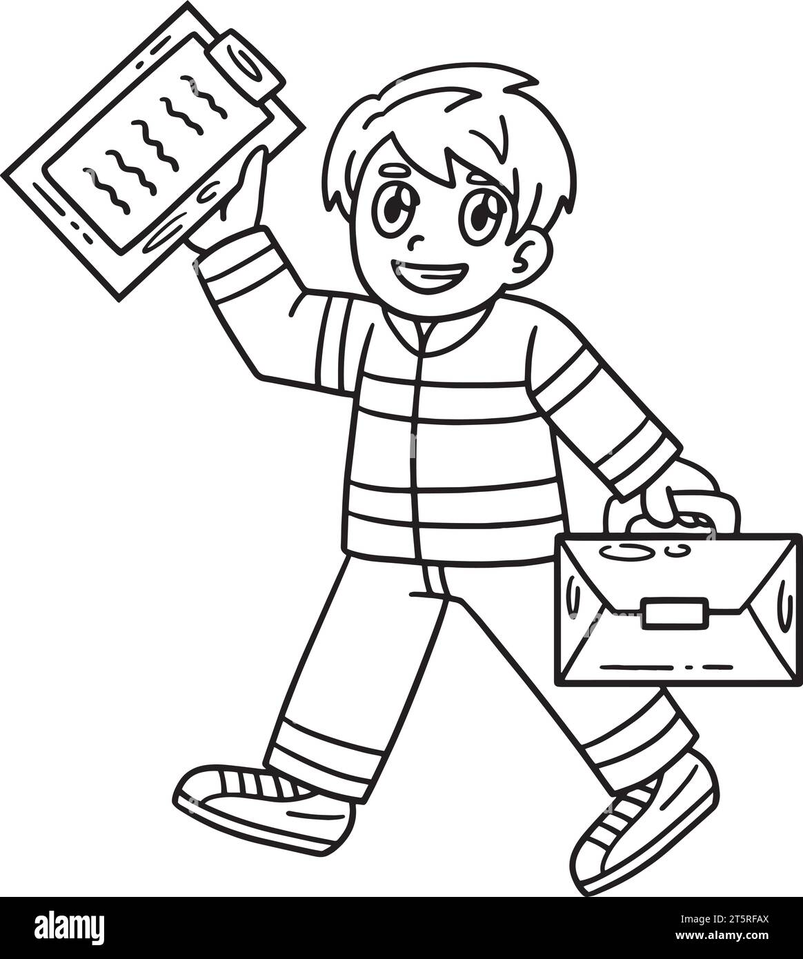 Firefighter with a Clipboard and Handbag Isolated Stock Vector Image ...