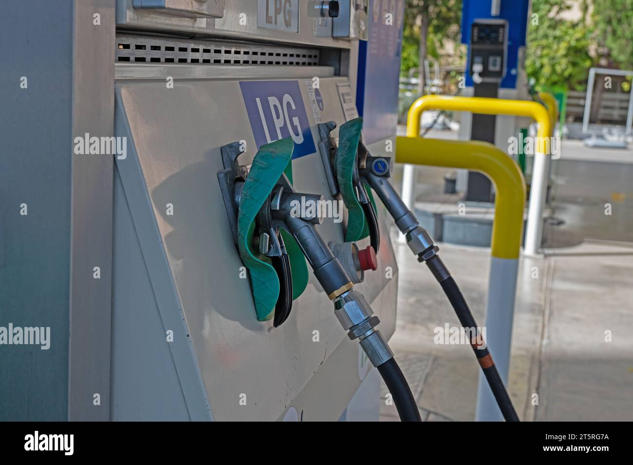 Gas pumps at the gas station Stock Photo - Alamy