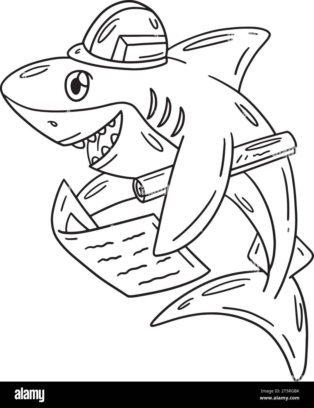 Engineer Shark Isolated Coloring Page for Kids Stock Vector Image & Art ...