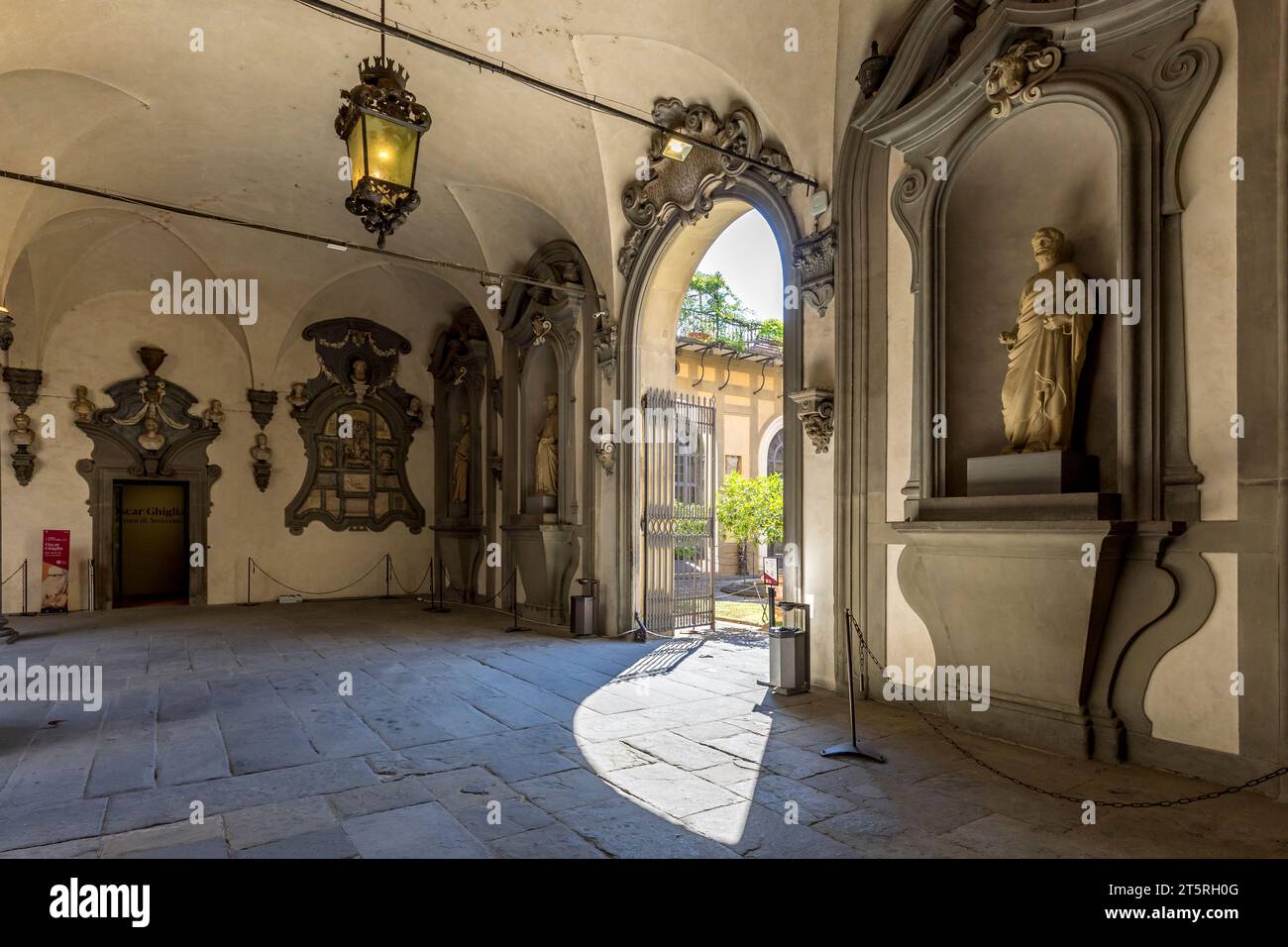 Florence, Italy - July 15, 2023: The courtyard of the Palazzo Medici ...