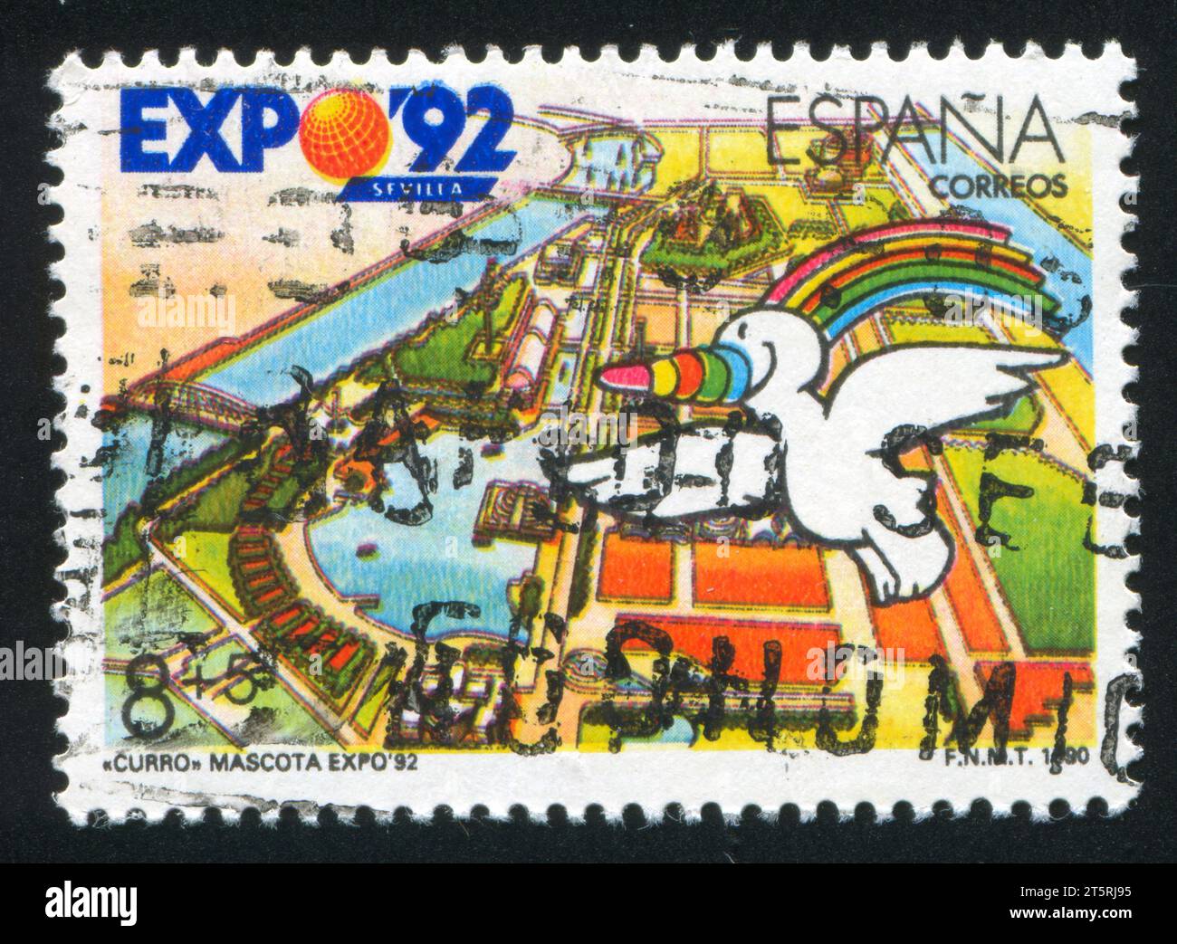SPAIN - CIRCA 1992: stamp printed by Spain, shows Expo Mascot, Curro ...