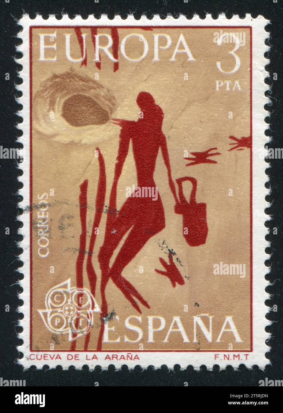 SPAIN - CIRCA 1975: stamp printed by Spain, shows Woman Gathering honey ...