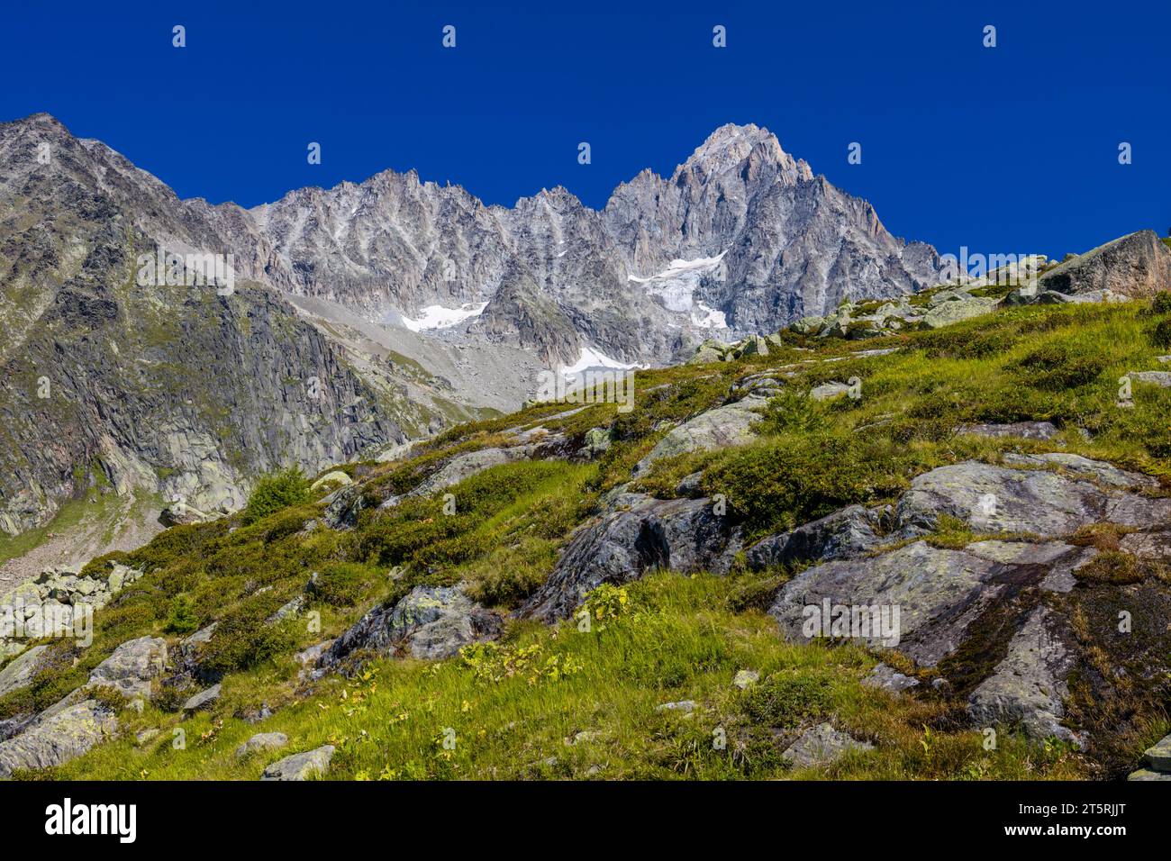 Aiguille du Chardonnet mountain summit in summer in the Alps beautiful ...