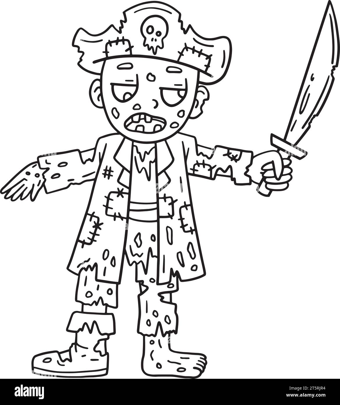 Pirate Zombie Isolated Coloring Page for Kids Stock Vector Image & Art ...