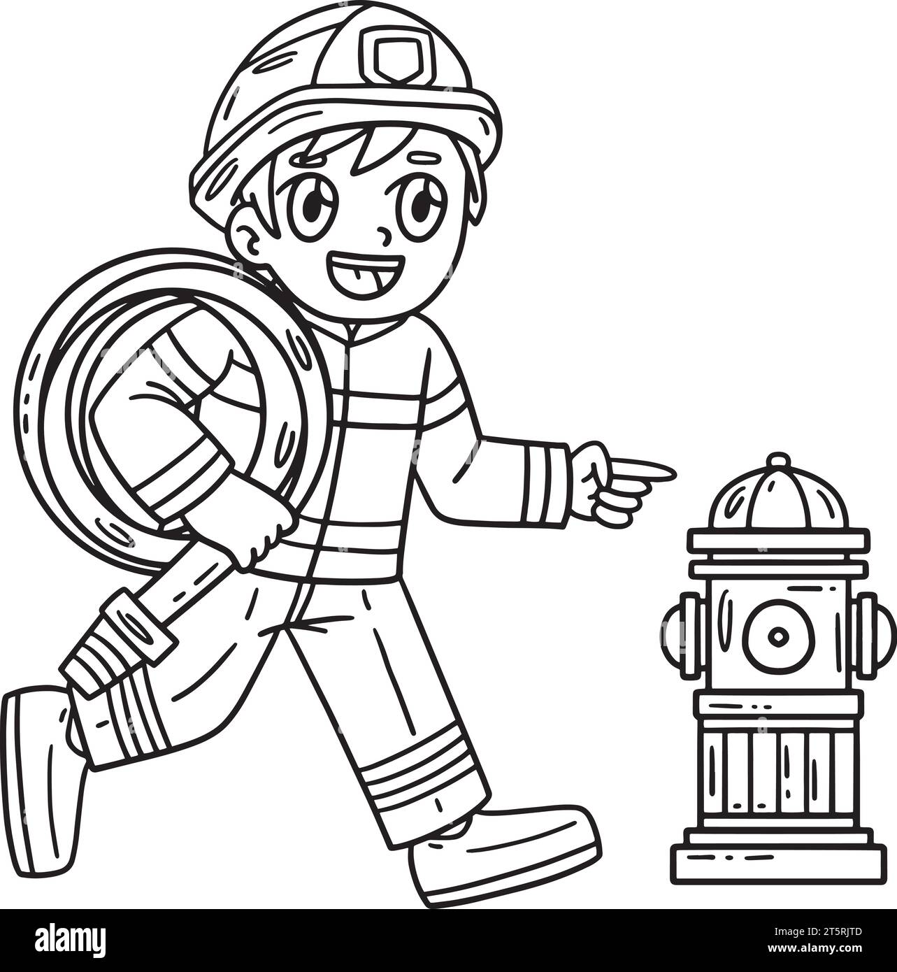 Firefighter Water Hose and Fire Hydrant Isolated Stock Vector Image ...