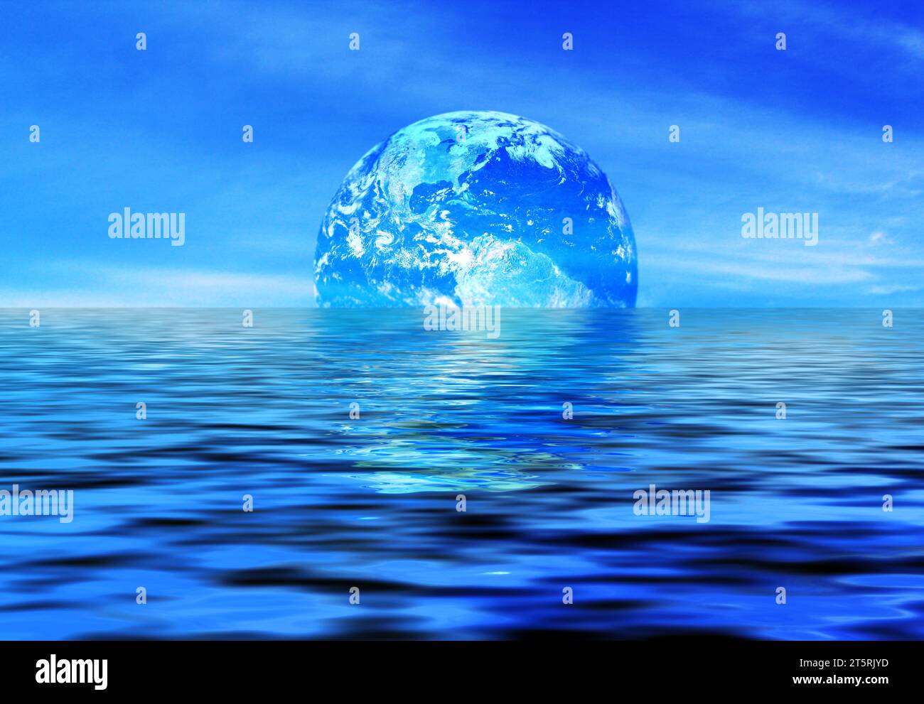 Drowning Earth due to Global Warming and Greenhouse Effect Stock Photo ...