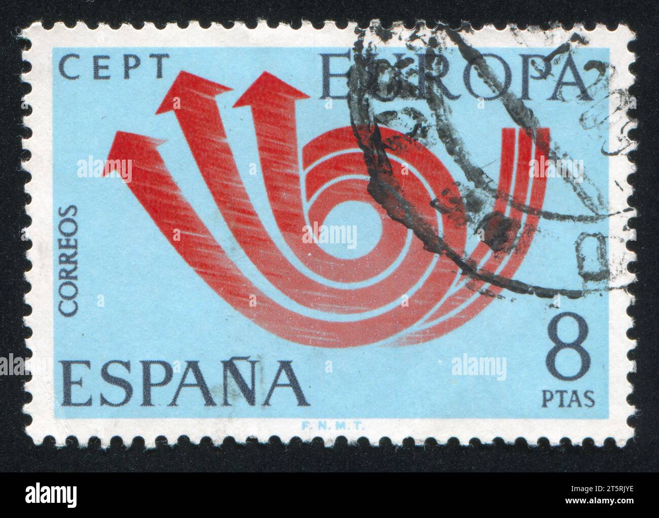 SPAIN - CIRCA 1973: stamp printed by Spain, shows Three Twisted Arrows ...