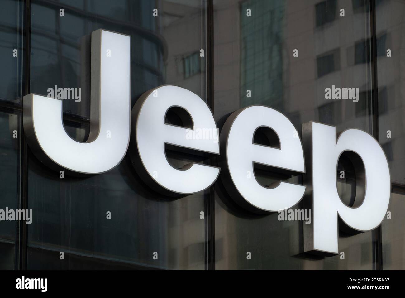 SHANGHAI, CHINA - NOVEMBER 6, 2023 - The LOGO of JEEP off-road Vehicle ...