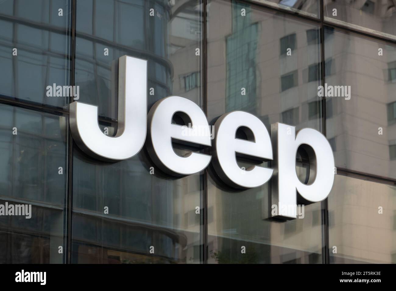 SHANGHAI, CHINA - NOVEMBER 6, 2023 - The LOGO of JEEP off-road Vehicle ...
