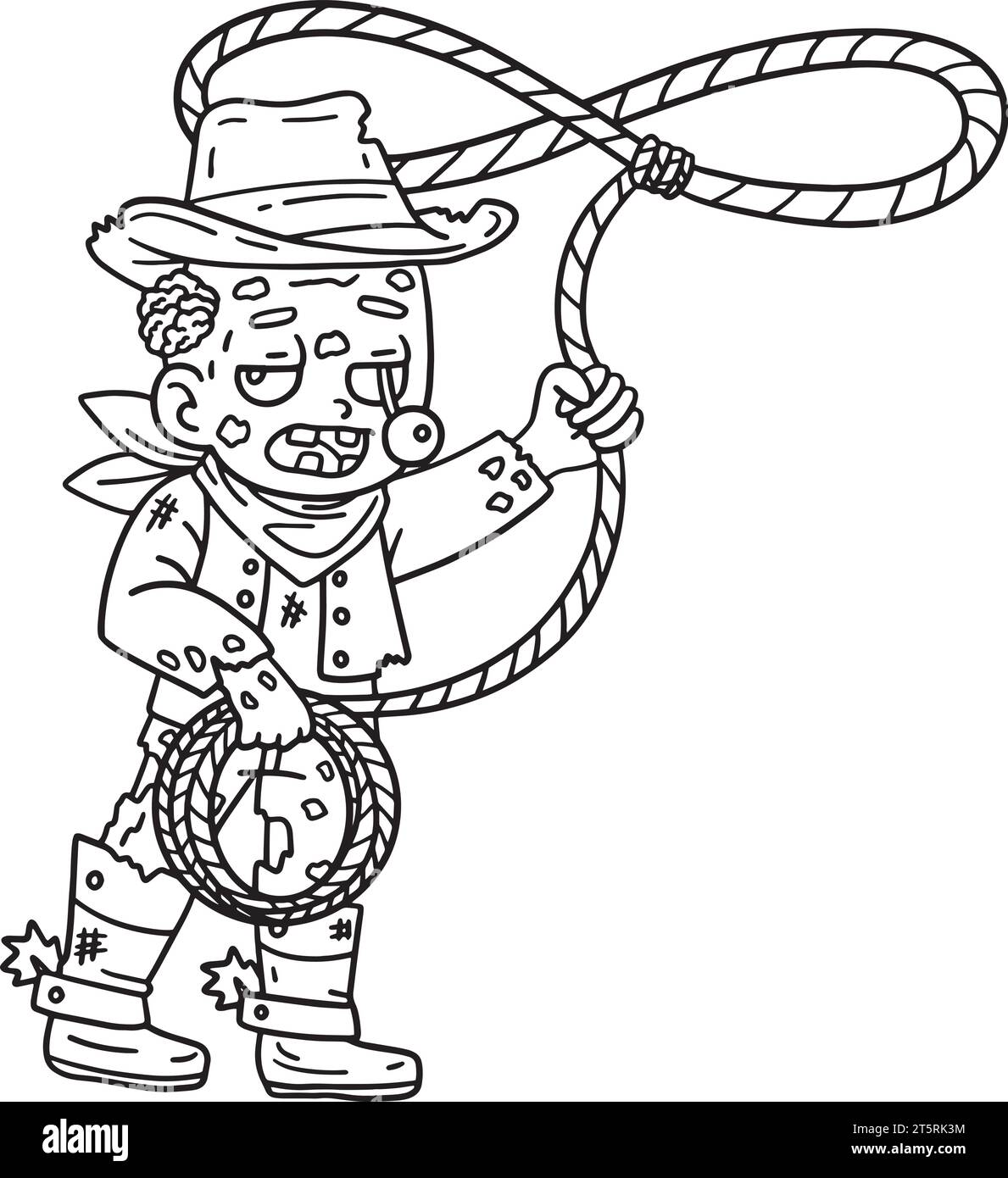 Zombie in Cowboy Outfit Isolated Coloring Page Stock Vector Image & Art ...