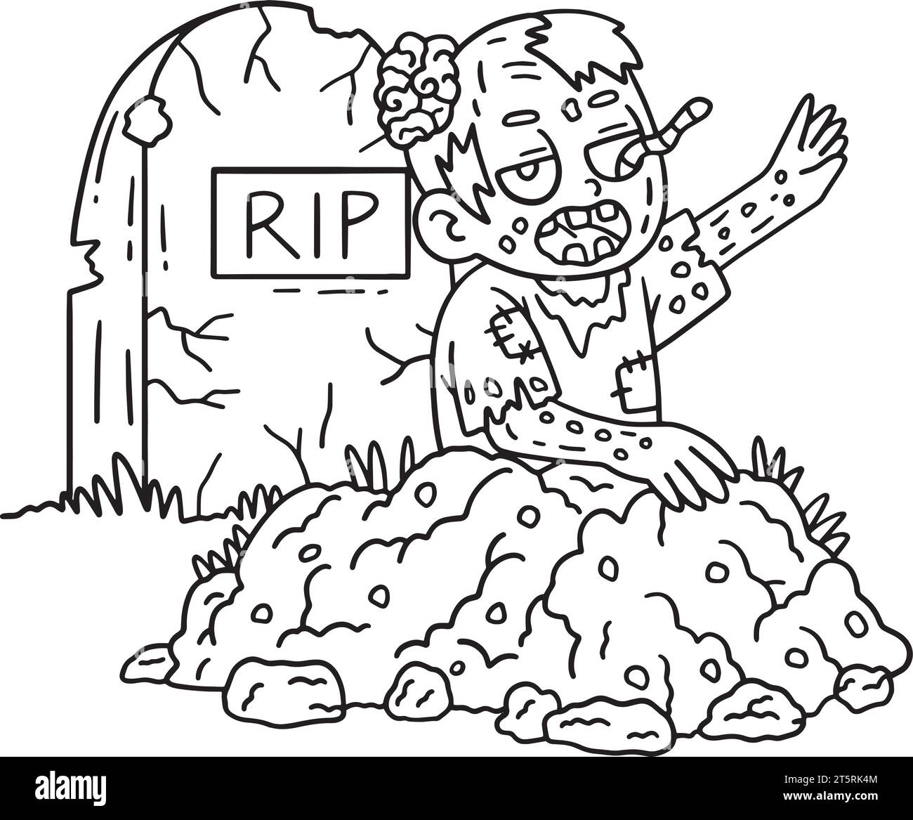 Zombie Rising from the Grave Isolated Coloring Stock Vector Image & Art ...
