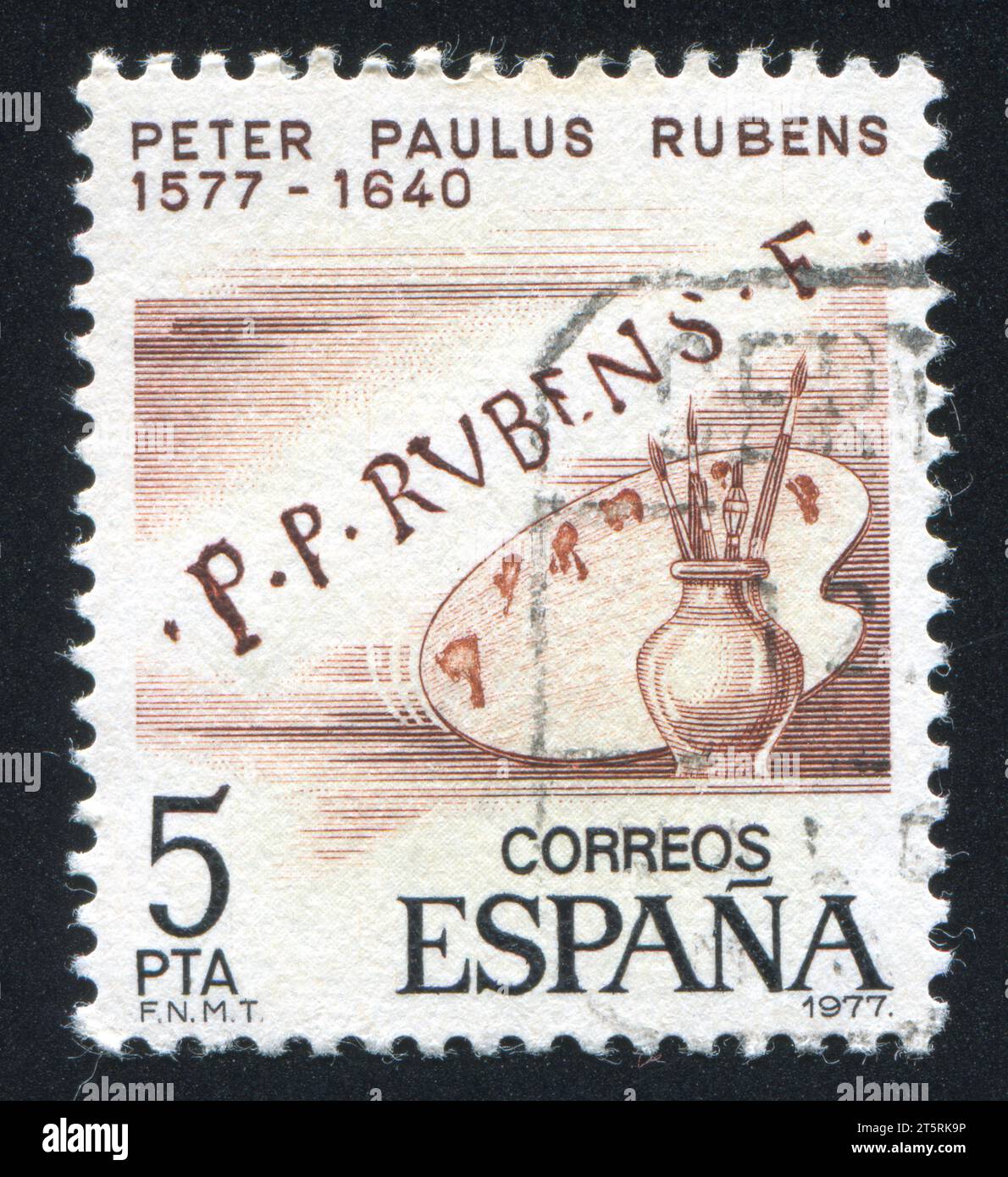 SPAIN - CIRCA 1977: stamp printed by Spain, shows Rubens signature and ...