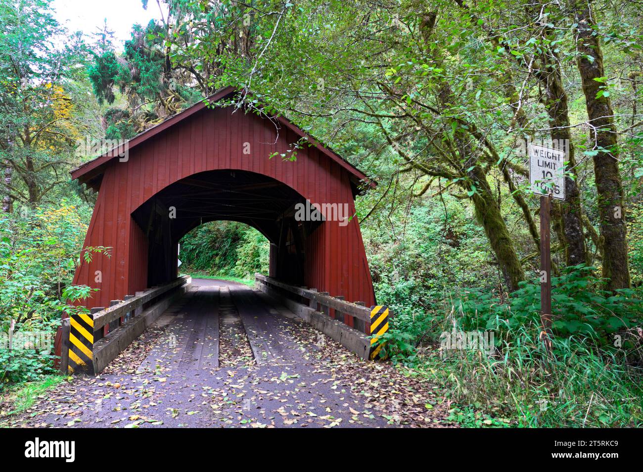 Exterior view of the North Fork Yachats Covered Bridge, built in 1938 ...