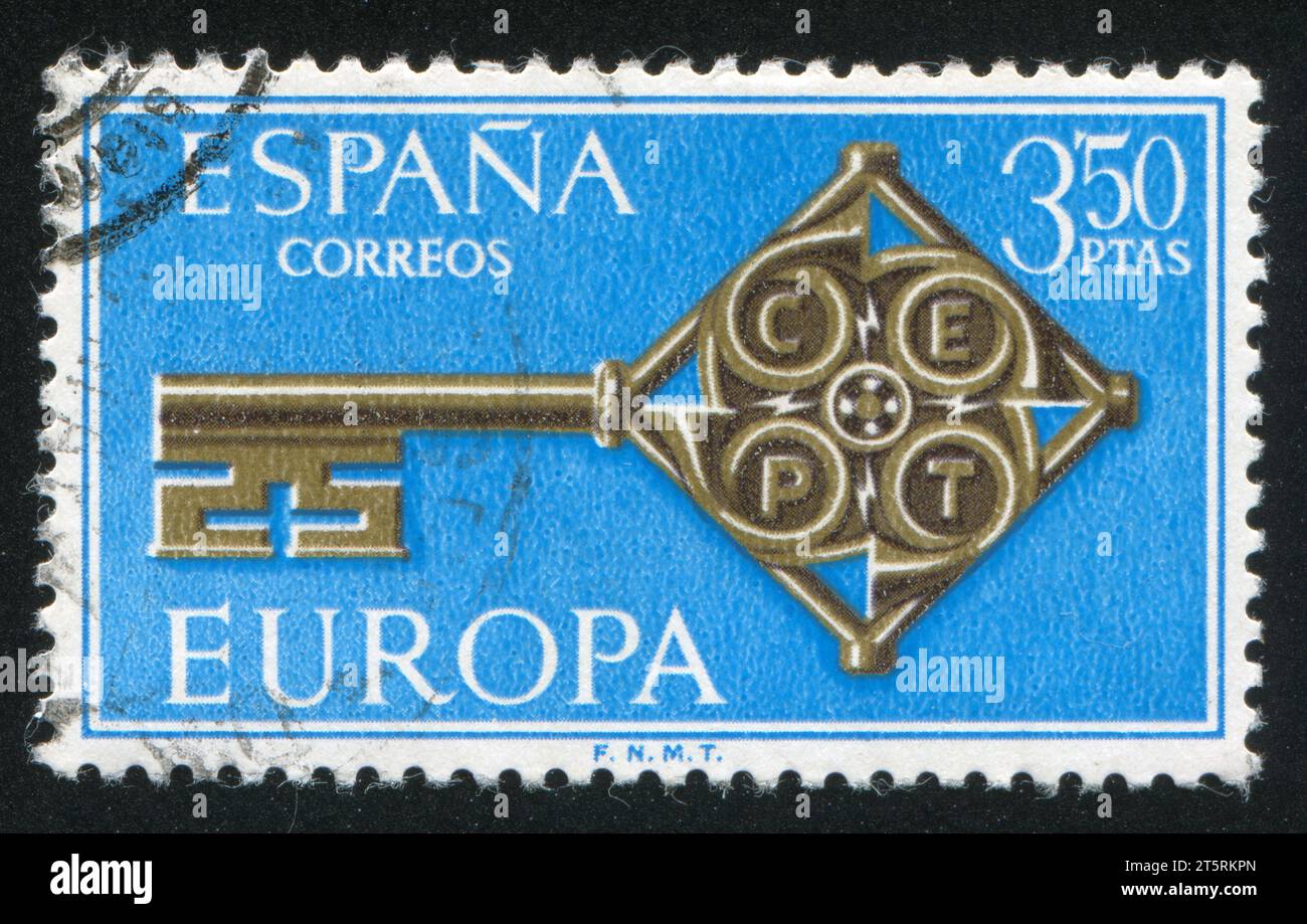SPAIN - CIRCA 1968: stamp printed by Spain, shows Key with Europe CEPT ...