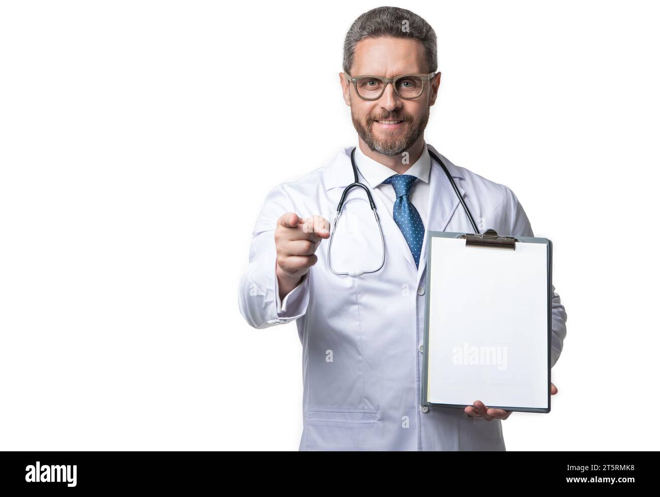 internist with prescription isolated on white, advertisement Stock ...