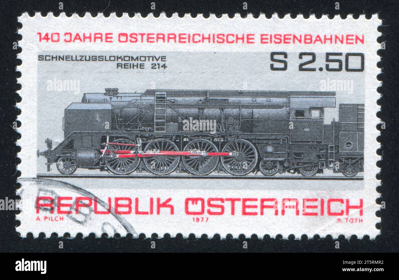 AUSTRIA - CIRCA 1977: stamp printed by Austria, shows Steam locomotive ...