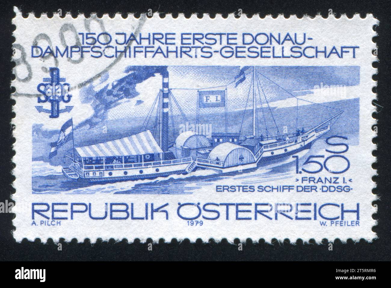 AUSTRIA - CIRCA 1979: stamp printed by Austria, shows Steamer Franz I ...