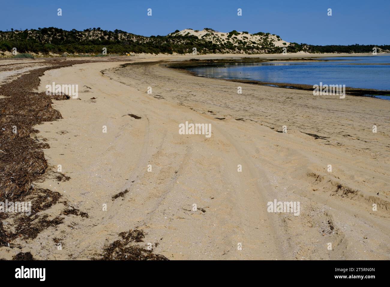 Deserted sandy beach at Coffin Bay in the Eyre Peninsula region of ...