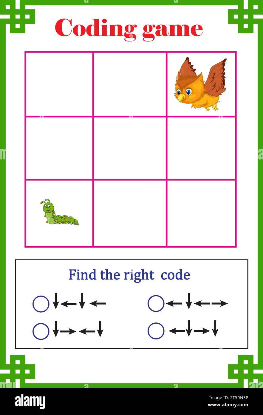Coding game for kid's education, find the right way .Vector ...