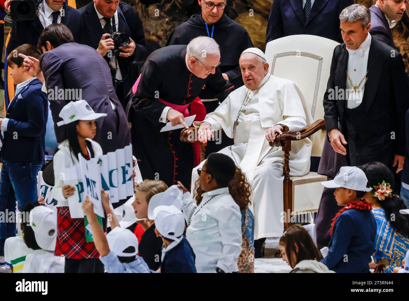 Vatican. 06th Nov, 2023. Pope Francis attends an international meeting ...