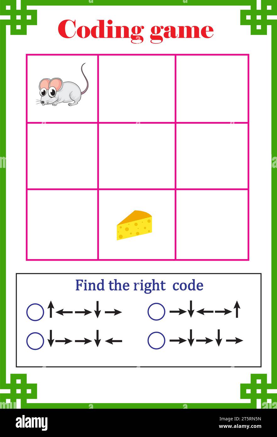 Coding game for kid's education, find the right way .Vector illustration Stock Vector Image ...
