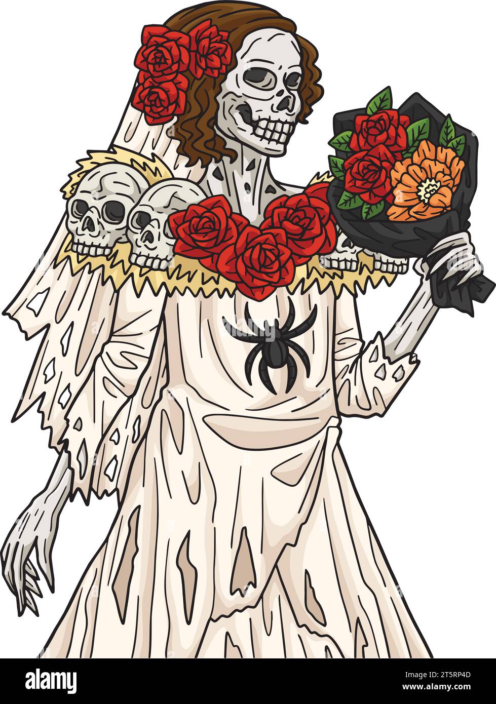 Halloween Wedding Gown Cartoon Colored Clipart Stock Vector Image & Art ...