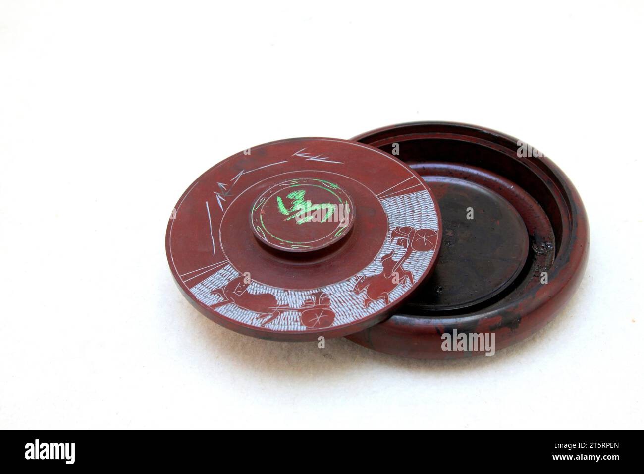 Chinese ancient cultural products inkstone on a white background ...