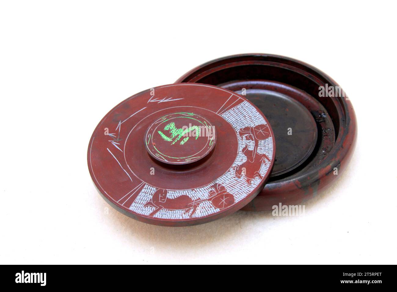 Chinese ancient cultural products inkstone on a white background ...