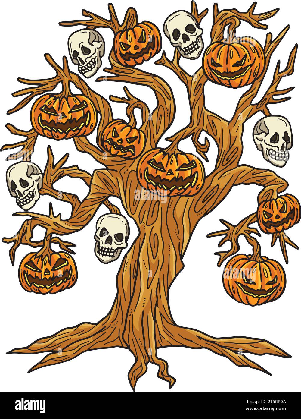 Halloween Tree with Pumpkin Head Skull Clipart Stock Vector Image & Art ...
