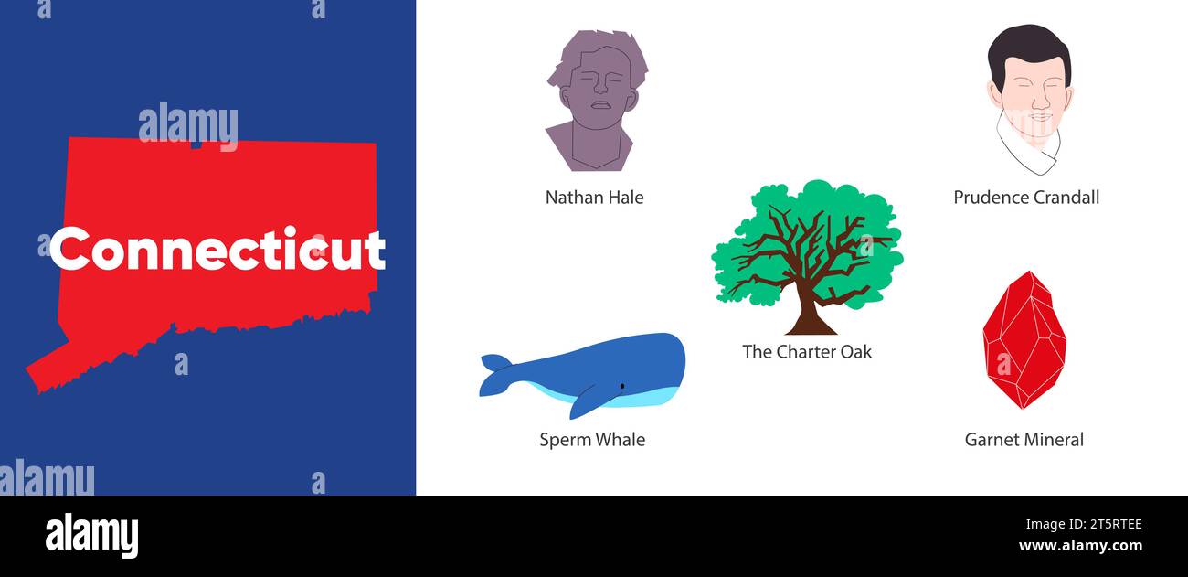 Connecticut states with symbol icon of Nathan hale sperm whale the ...