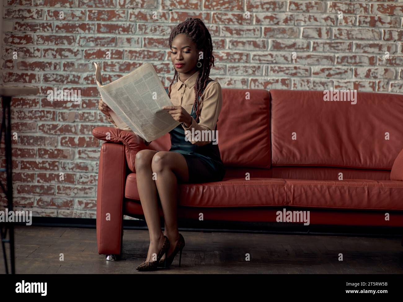 Modern businesswoman reading daily news, article story in the morning ...