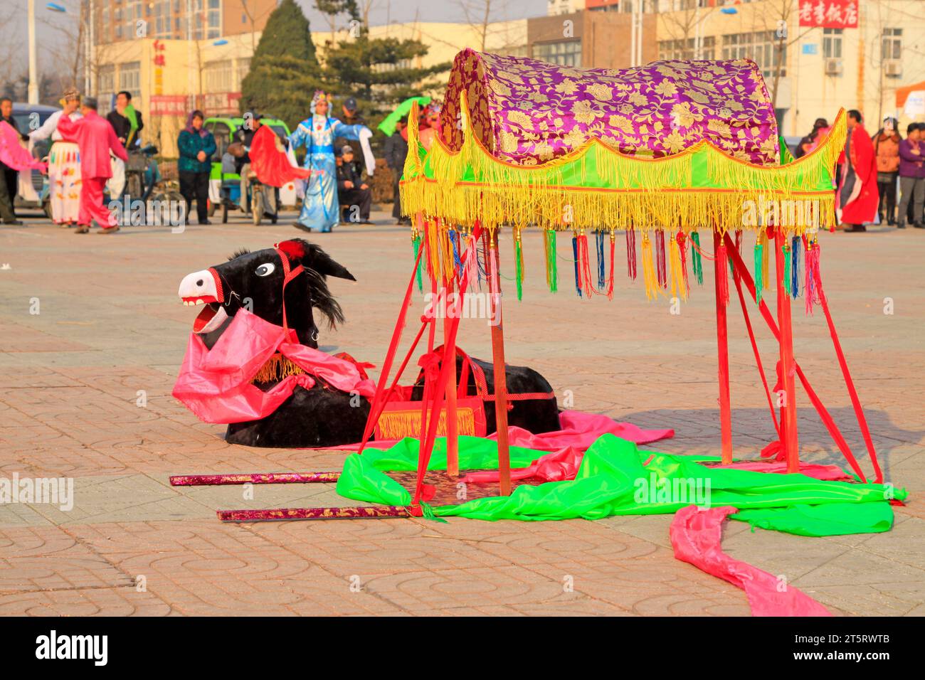 traditional Chinese style yangko dance props, closeup of photo Stock ...