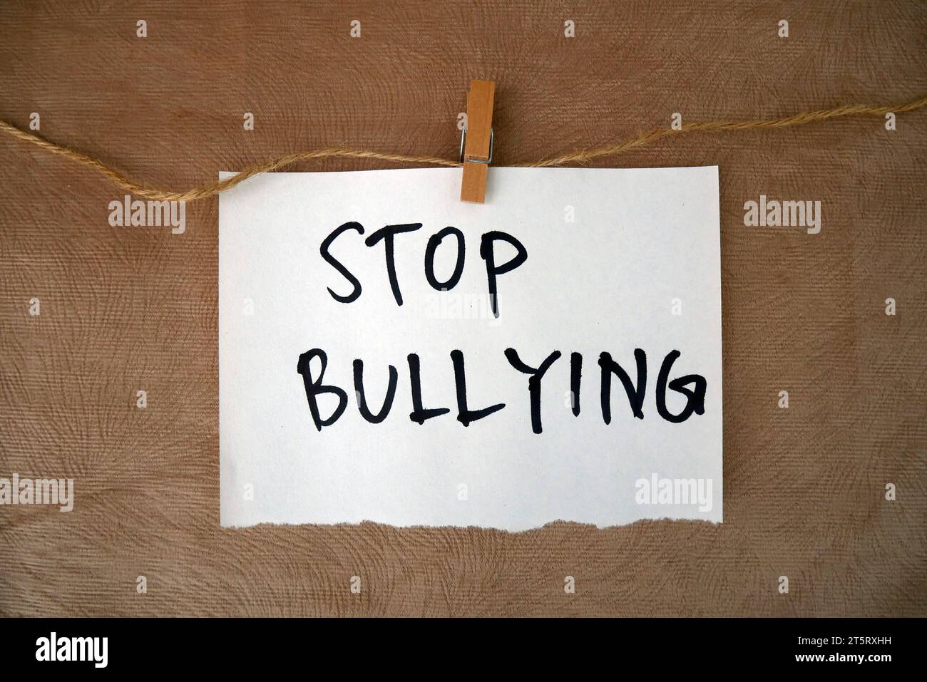Stop Bullying text on the card. Stop intimidation of aggressive force ...