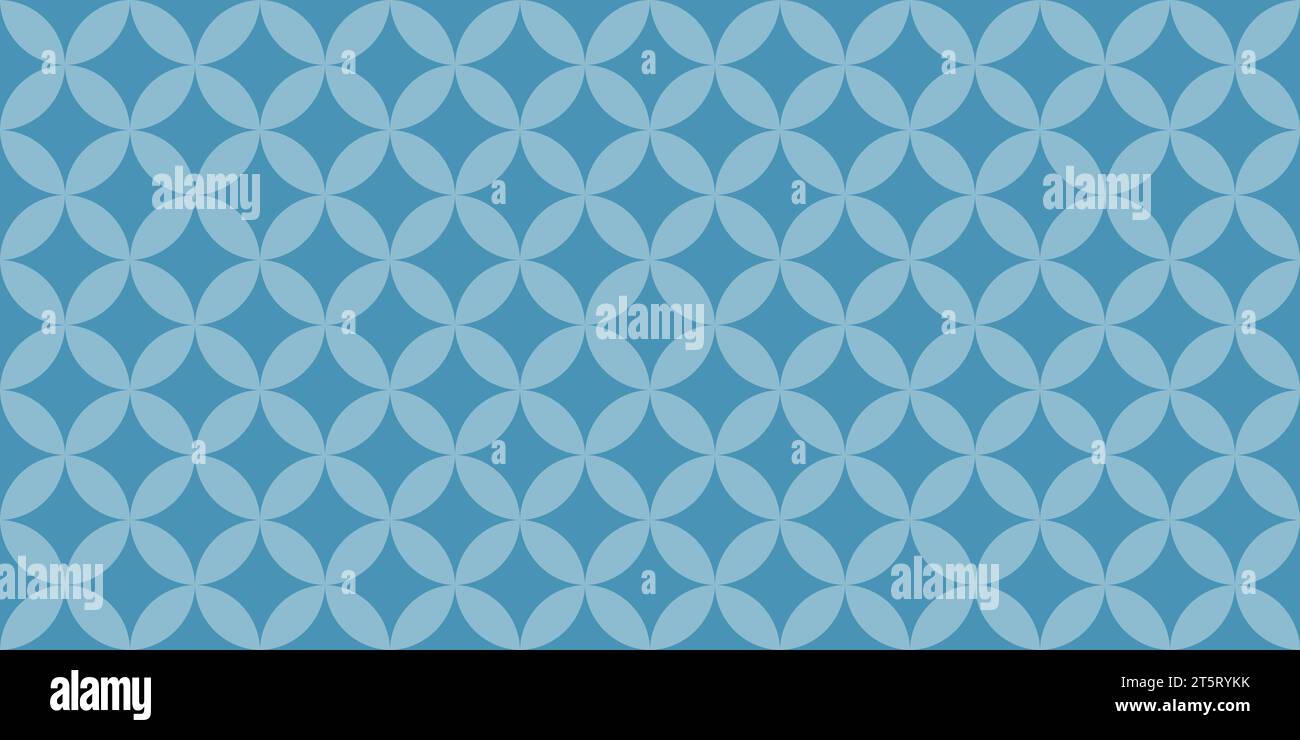 Simple geometric seamless pattern with petals and rhombus, blue colors ...