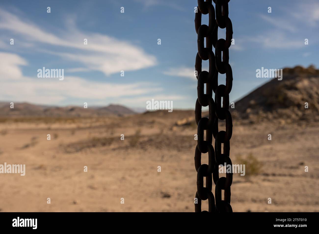 Dry Rain Chain In The Desert at a sustainable building Stock Photo - Alamy