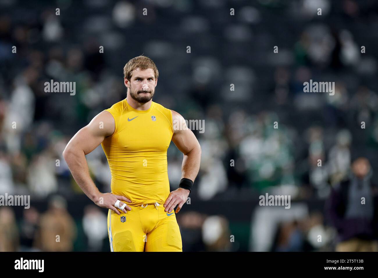 Los Angeles Chargers linebacker Joey Bosa warms up before playing ...