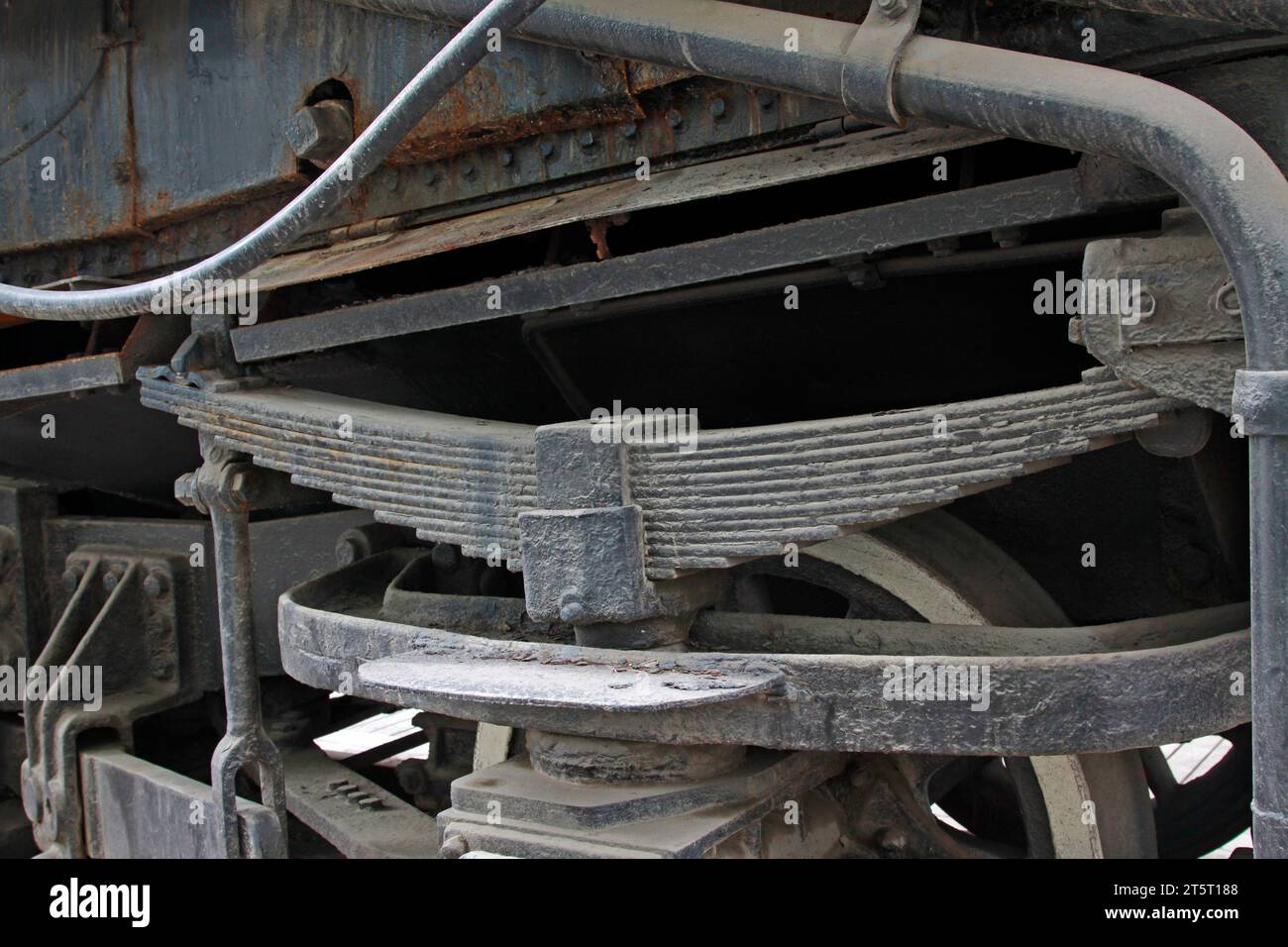 Steam locomotive mechanical components, closeup of photo Stock Photo ...