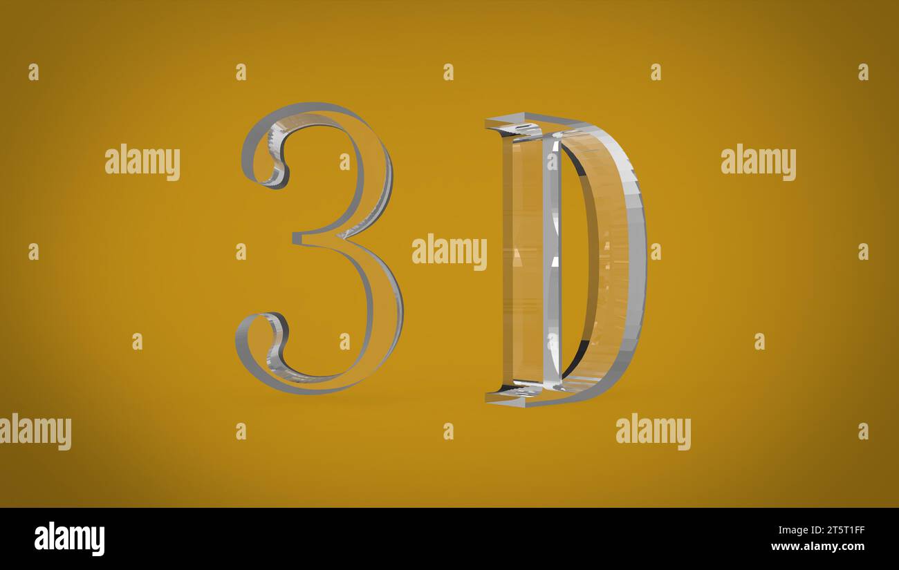 3D font in yellow background, computer generated images Stock Photo - Alamy