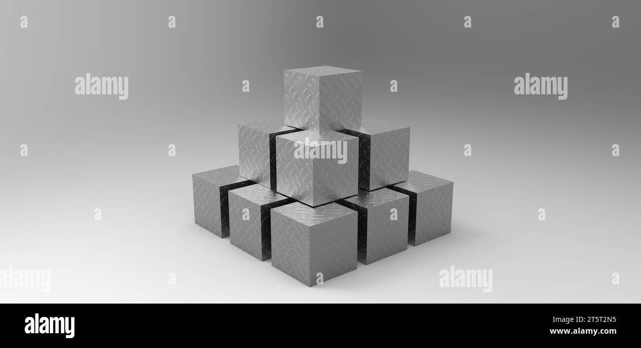 cube stacked rendering in gray background, computer generated images ...