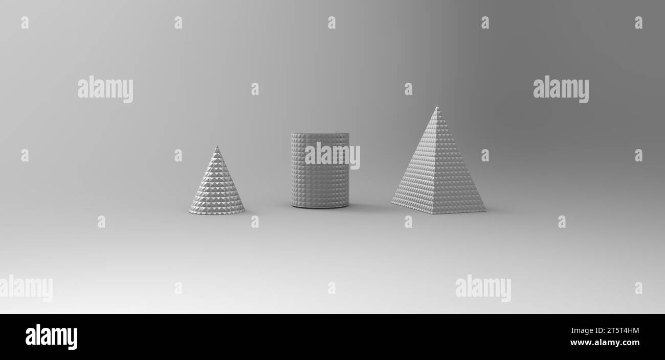 geometric solid structure rendering in a gray background, computer ...