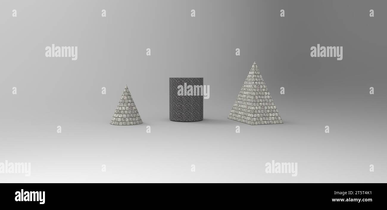 geometric solid structure rendering in a gray background, computer ...