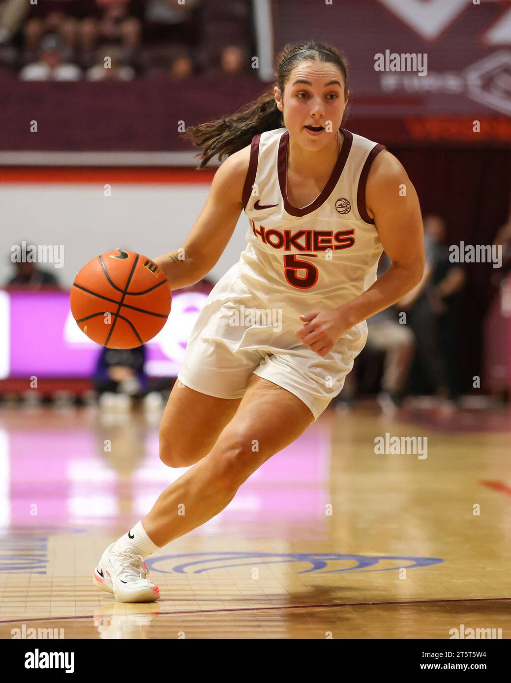 November 6, 2023: Virginia Tech Hokies guard Georgia Amoore (5) drives ...