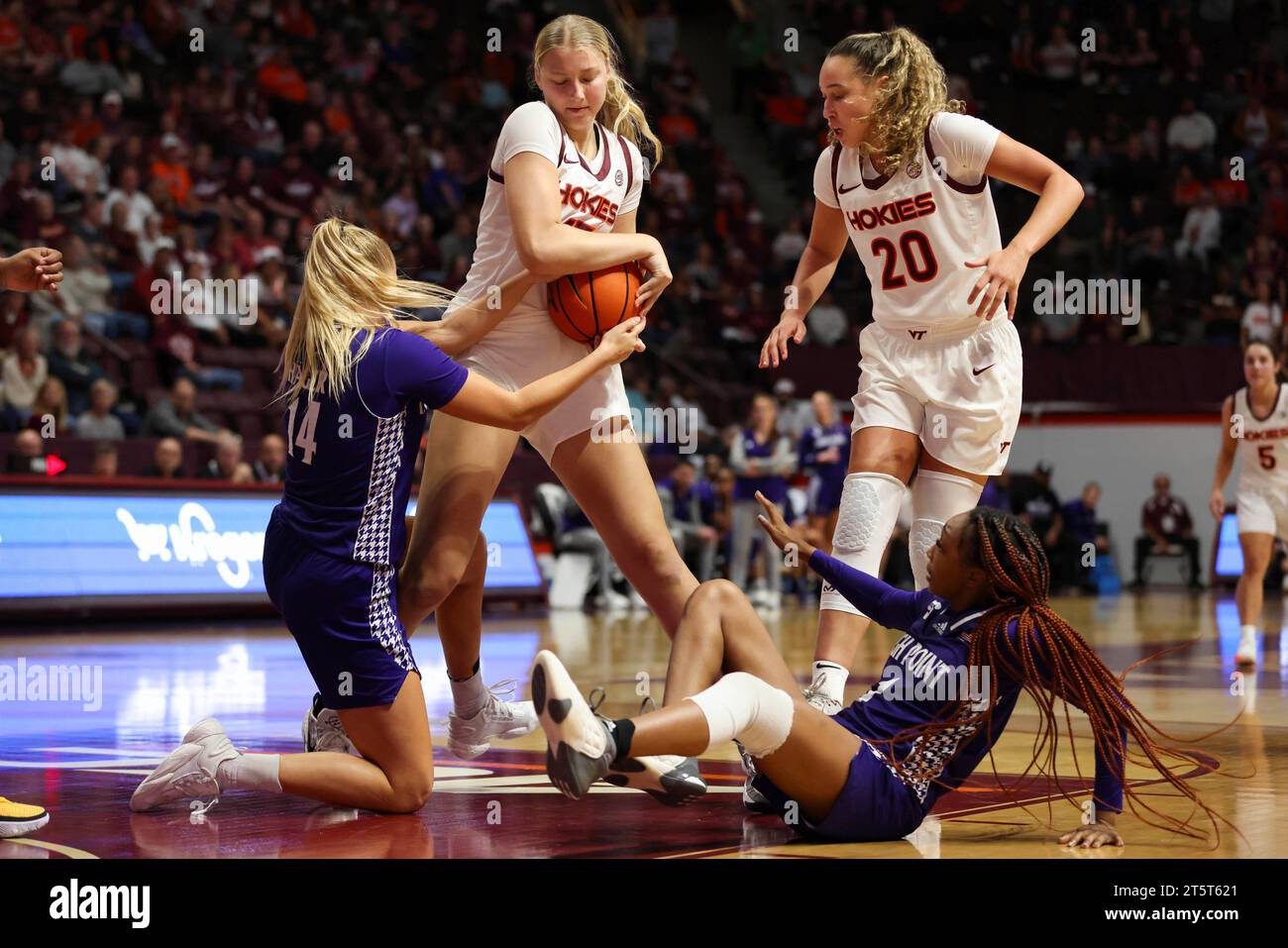 November 6, 2023: Virginia Tech Hokies center Clara Strack (13) secures ...