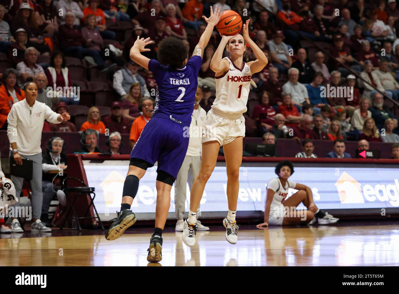 November 6, 2023: Virginia Tech Hokies guard Carleigh Wenzel (1) pulls ...
