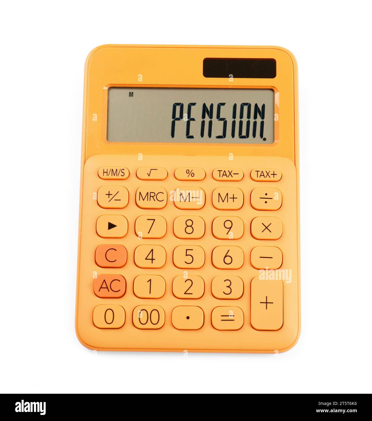 Orange calculator isolated on white. Office stationery Stock Photo - Alamy