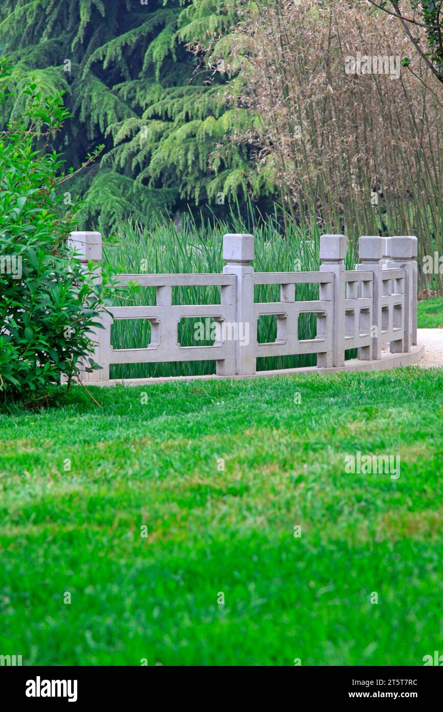 Rock railing in a park, closeup of photo Stock Photo - Alamy