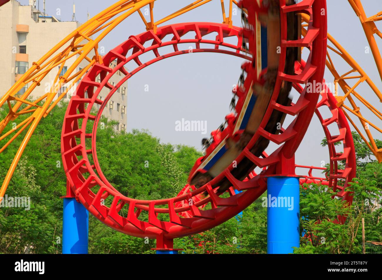 Roller coaster circular orbit, closeup of photo Stock Photo - Alamy