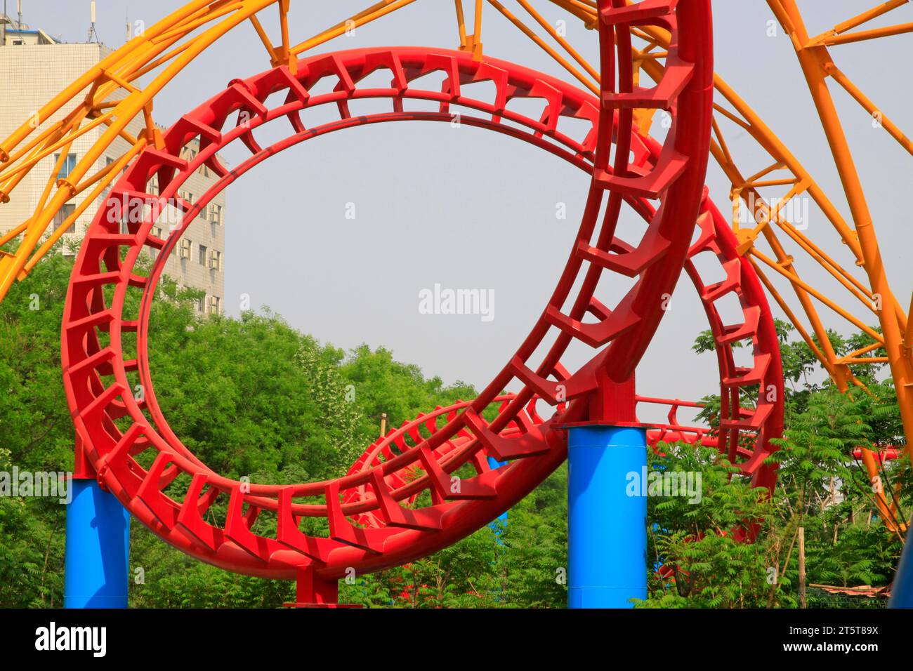 Roller coaster circular orbit, closeup of photo Stock Photo - Alamy